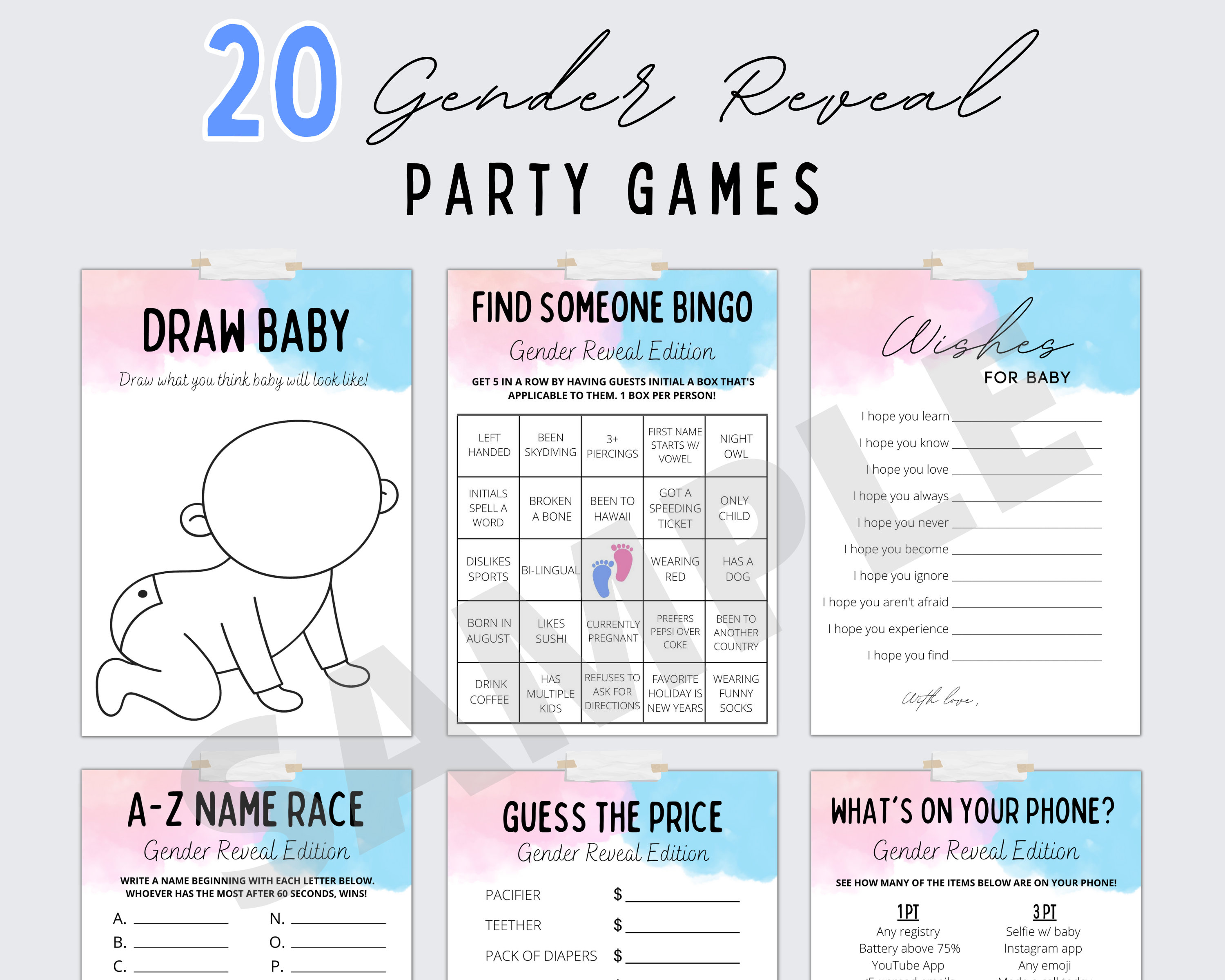 Gender Reveal Games Bundle Gender Reveal Games Gender - Etsy