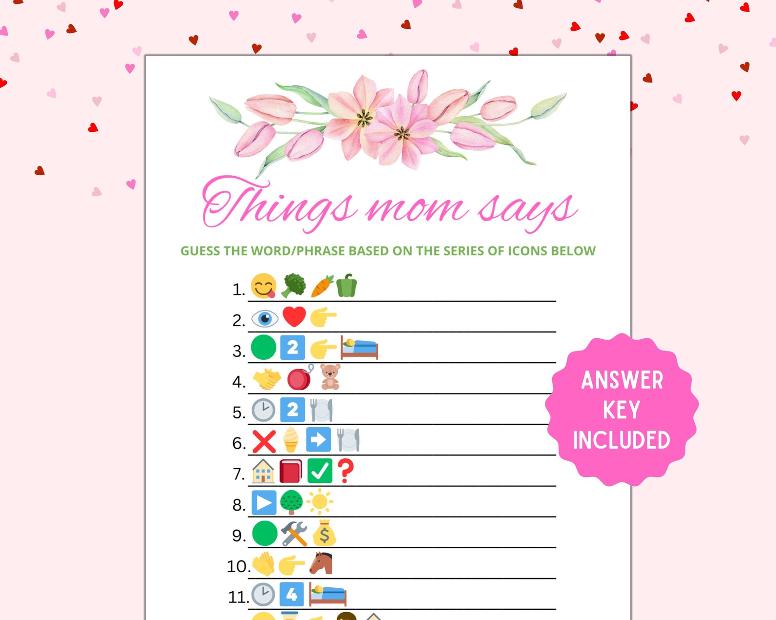 Things Mom Says Funny Mother's Day Game Mothers Day Games Games for Mom ...