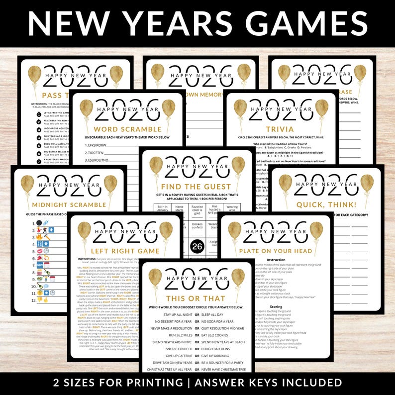 2026 New Years Game Bundle: Fun New Years Eve Party Games (printable ...