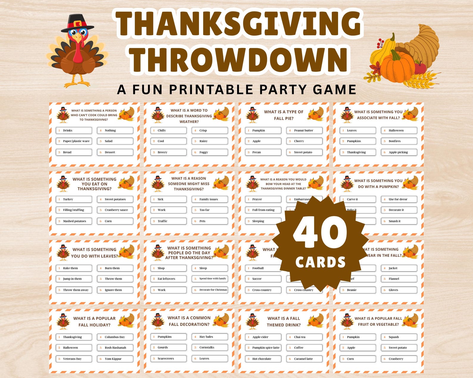Thanksgiving MEGA Game Bundle: Thanksgiving Party Games (bingo, Trivia ...