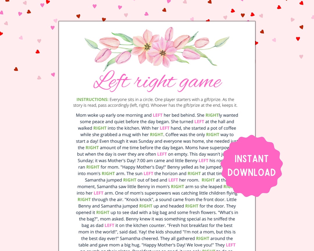 Mothers Day Left Right Game | Mothers Day Games | Games for Mom ...