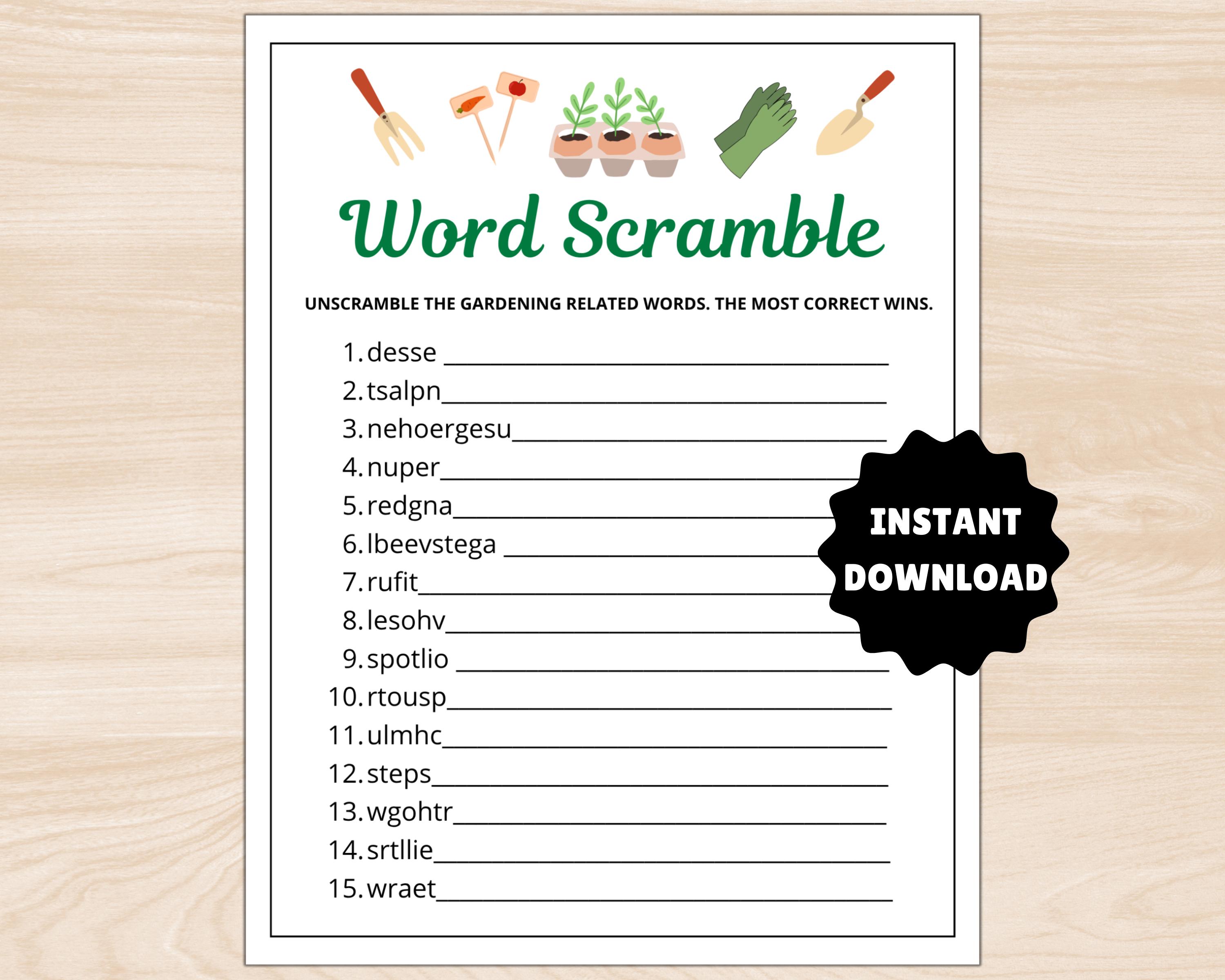 Garden Word Scramble Game | Printable Gardening Activity (digital ...