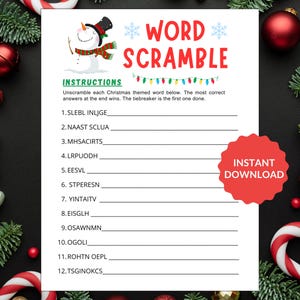 Christmas Word Scramble | Christmas Word Game | Christmas Puzzle ...