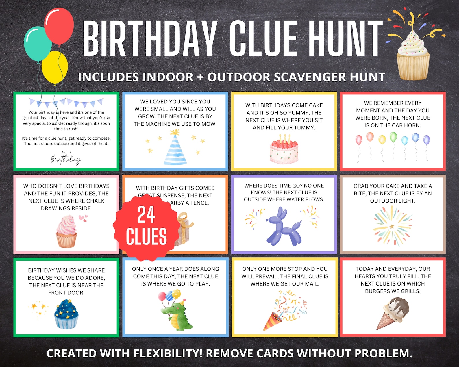 Birthday Scavenger Hunt Birthday Treasure Hunt Birthday Clue Hunt ...