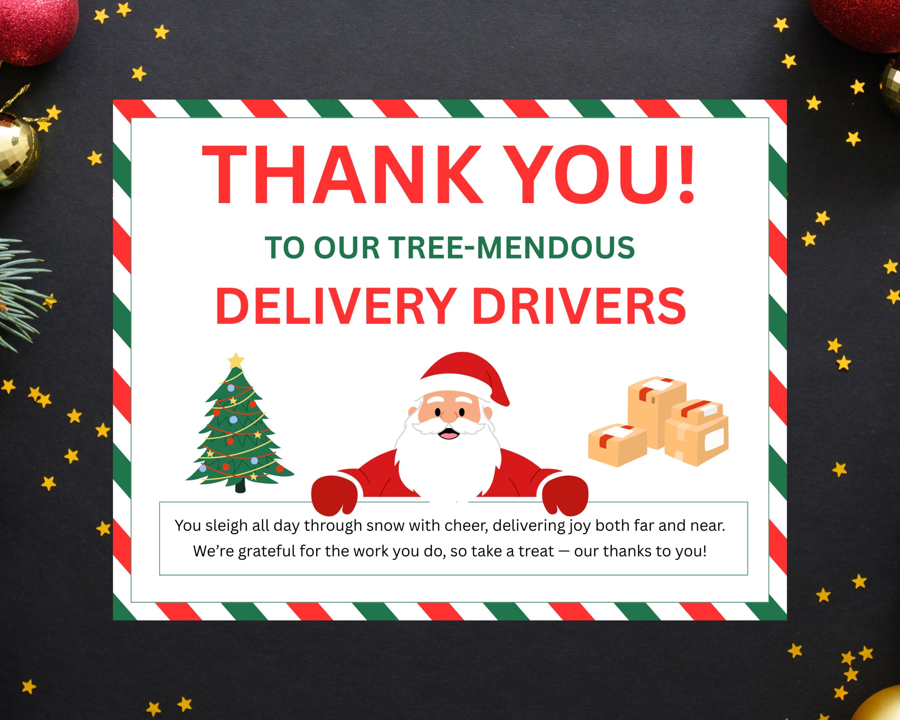 Christmas Delivery Driver Sign: 3 Holiday Thank You Snack Signs ...