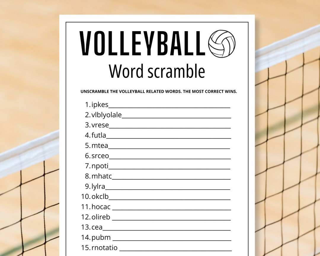 Volleyball Word Scramble | Volleyball Game | Volleyball Party ...