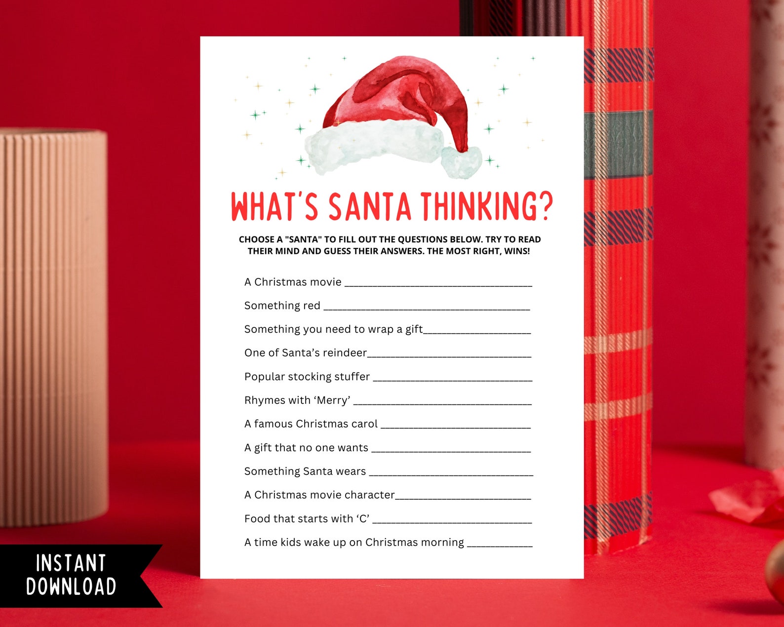 Whats Santa Thinking? | Christmas Game Printable | Games for Christmas ...