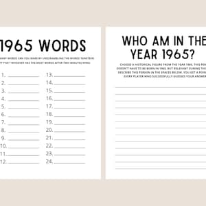 60th Birthday Games | Born in 1965 Games | Born in 1965 Birthday Games ...