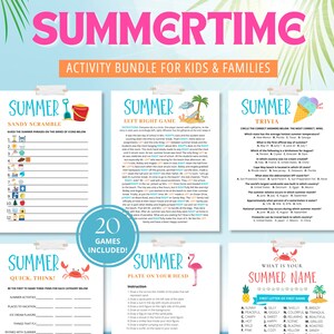 Summer Activity Bundle: 20 Printable Games for Kids (digital Download ...