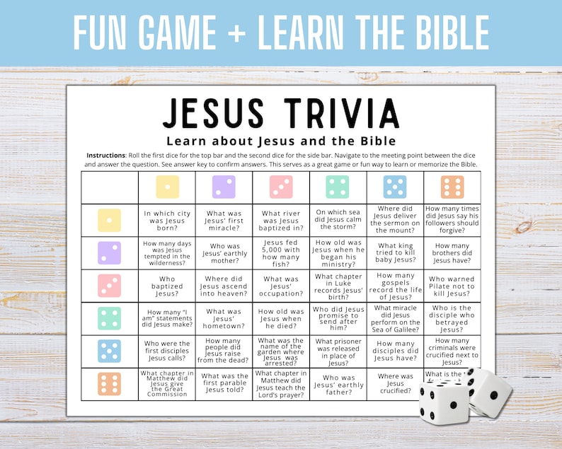 Jesus Trivia Dice Game: Christian Icebreaker (digital Download) - Etsy