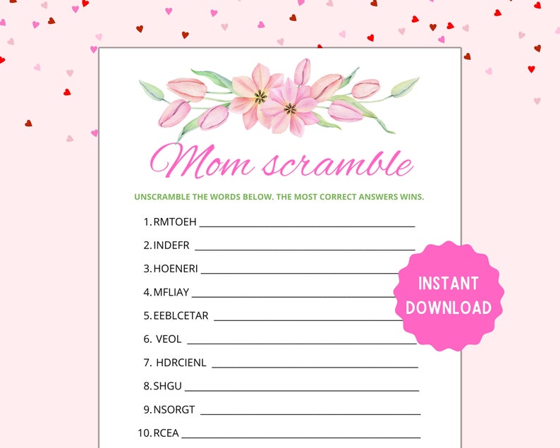 Fun Mothers Day Game Mothers Day Games Games for Mom Mothers Day Party ...