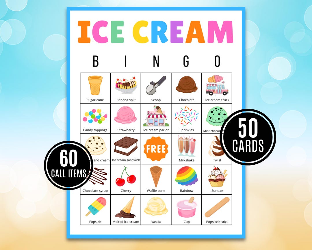 Ice Cream Bingo | Printable Ice Cream Bingo | Ice Cream Games | Ice ...