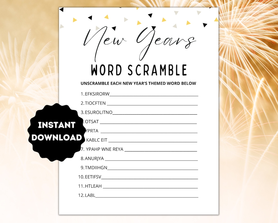 New Years Word Scramble New Years Eve Game New Years Party Game New ...