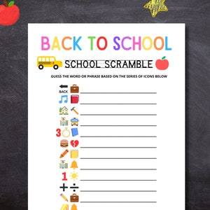 Back to School Scramble | Back to School Game | First Day of School ...