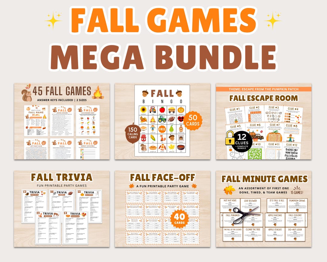 Fall Games Mega Bundle: Printable Autumn Games & Activities (digital ...