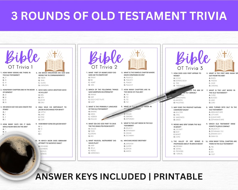 Old Testament Bible Trivia Game | Church & Family Fun (printable) - Etsy