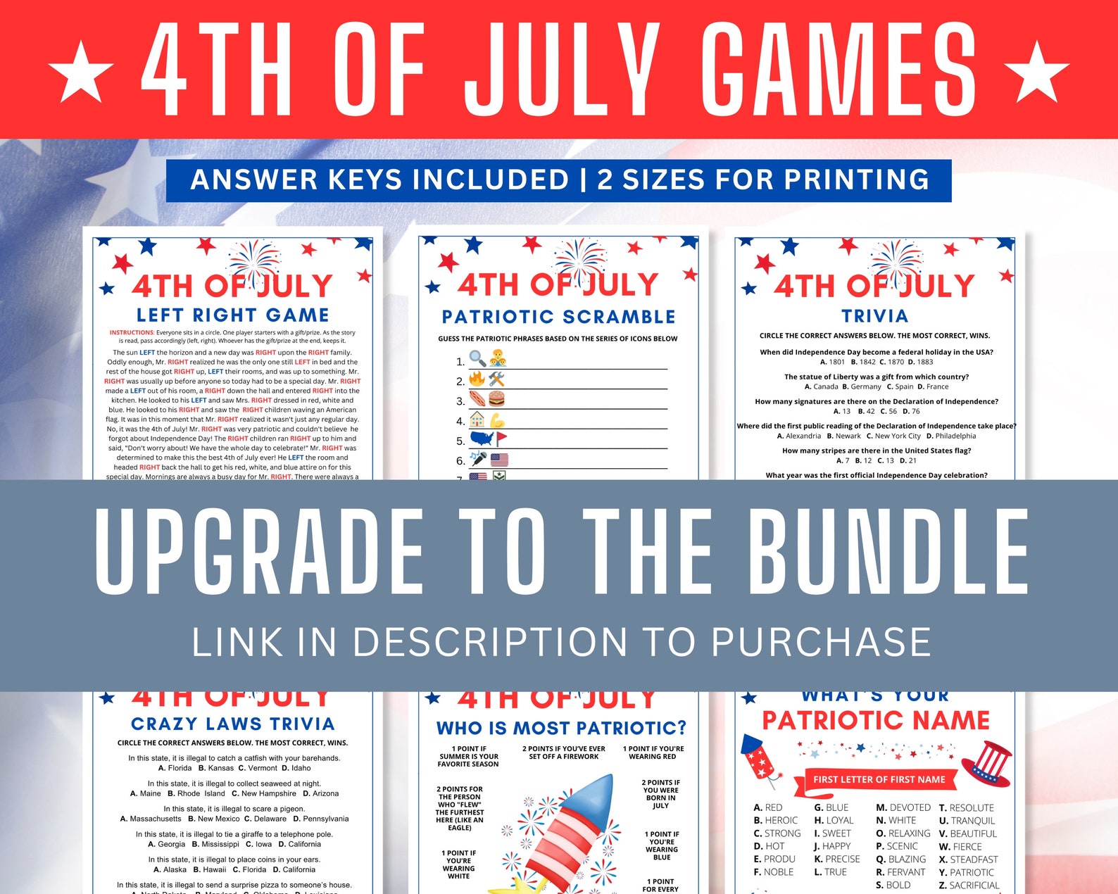 What's Your Patriotic Name 4th of July Game 4th of July Activities 4th ...