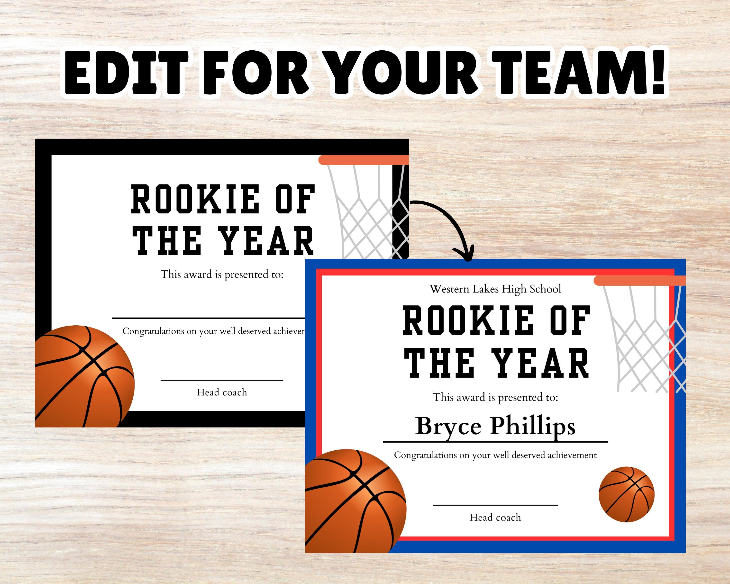 Editable Basketball Award Certificates: 100 Team Basketball Awards ...
