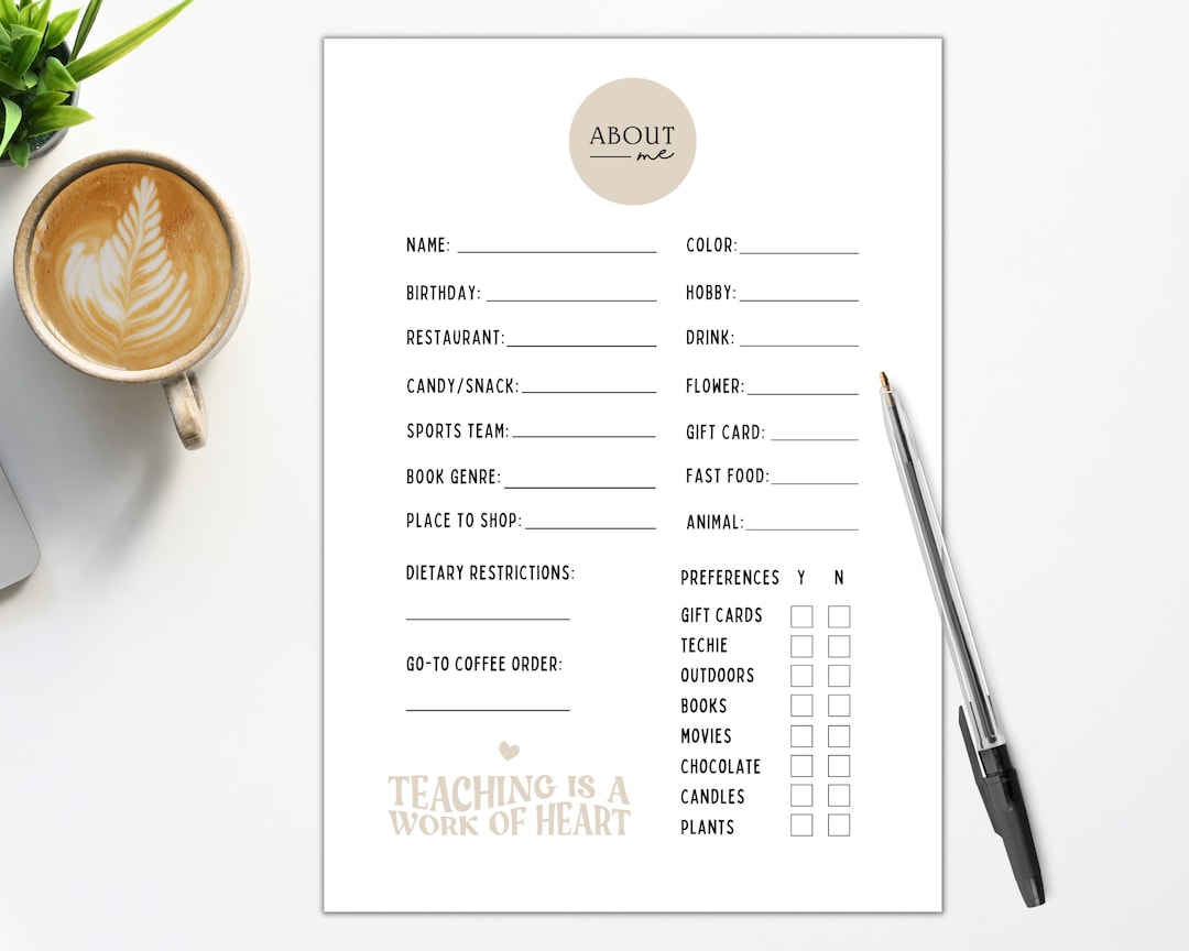 Teacher's Favorites All About My Teacher Teacher Survey Teacher ...