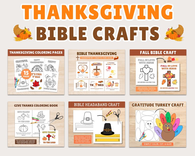Thanksgiving Bible Craft Bundle: Christian Thanksgiving Crafts for Kids ...