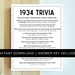 1934 Trivia 90th Birthday Party Game Born in 1934 90th Birthday Game ...