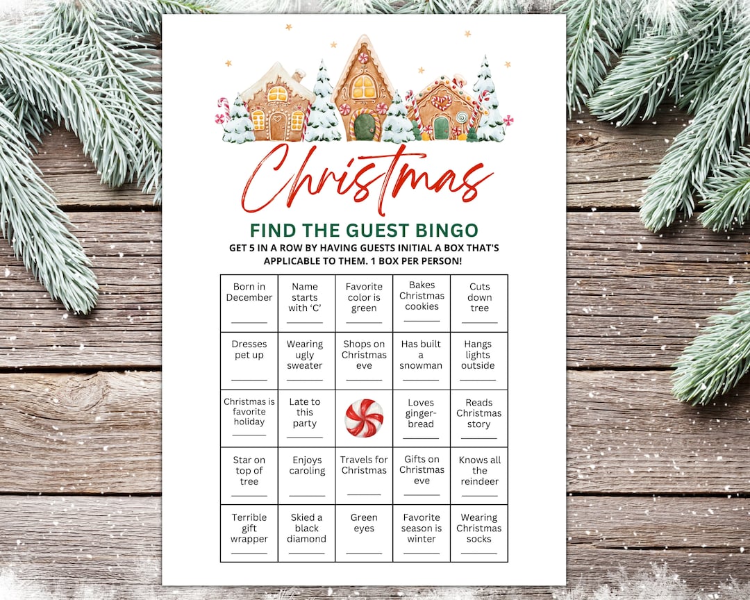 Christmas Find the Guest Bingo | Christmas Party Games | Christmas ...