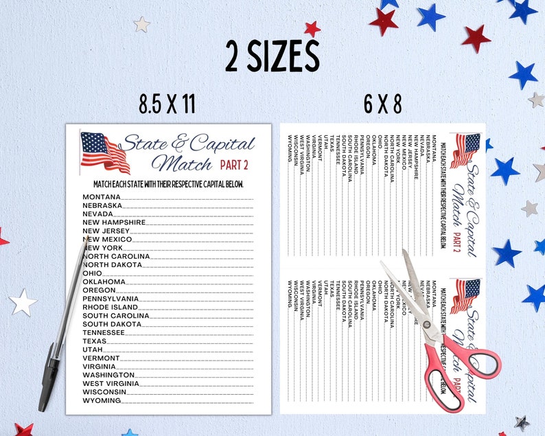 States and Capitals Game State Capitals Trivia Learn - Etsy