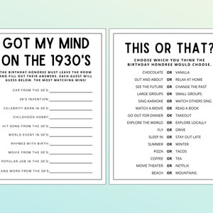 90th Birthday Party Games | Born in 1934 | 90th Birthday Games | 1934 ...