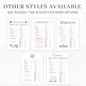 Teacher's Favorites | All About My Teacher | Teacher Survey | Teacher ...