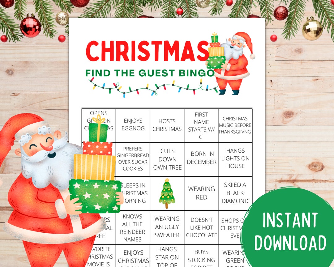 Christmas Find the Guest Bingo Christmas Party Games - Etsy