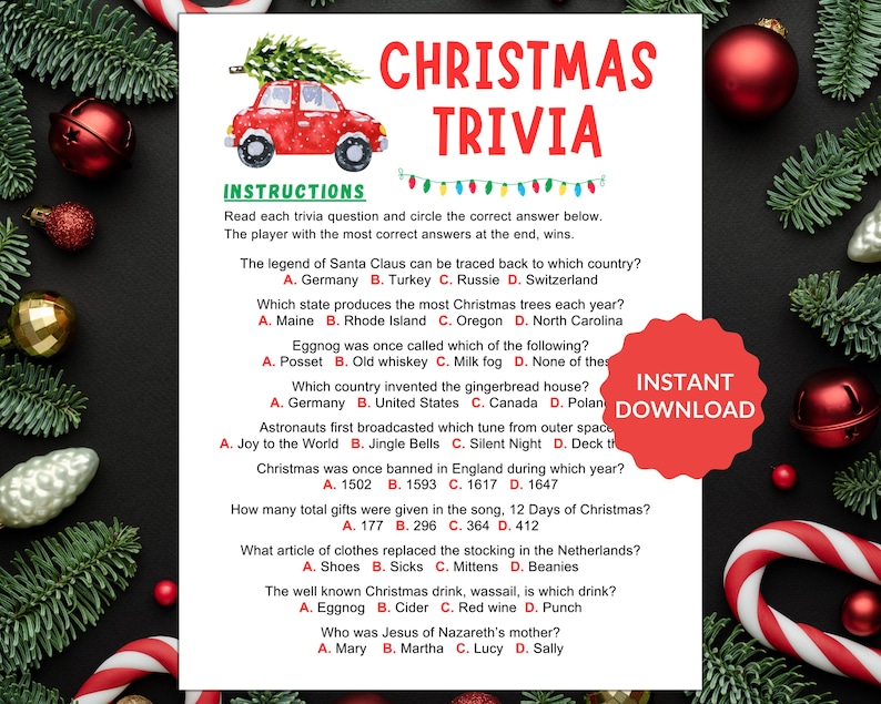 Printable Christmas Trivia Game | Holiday Party (digital Download) - Etsy