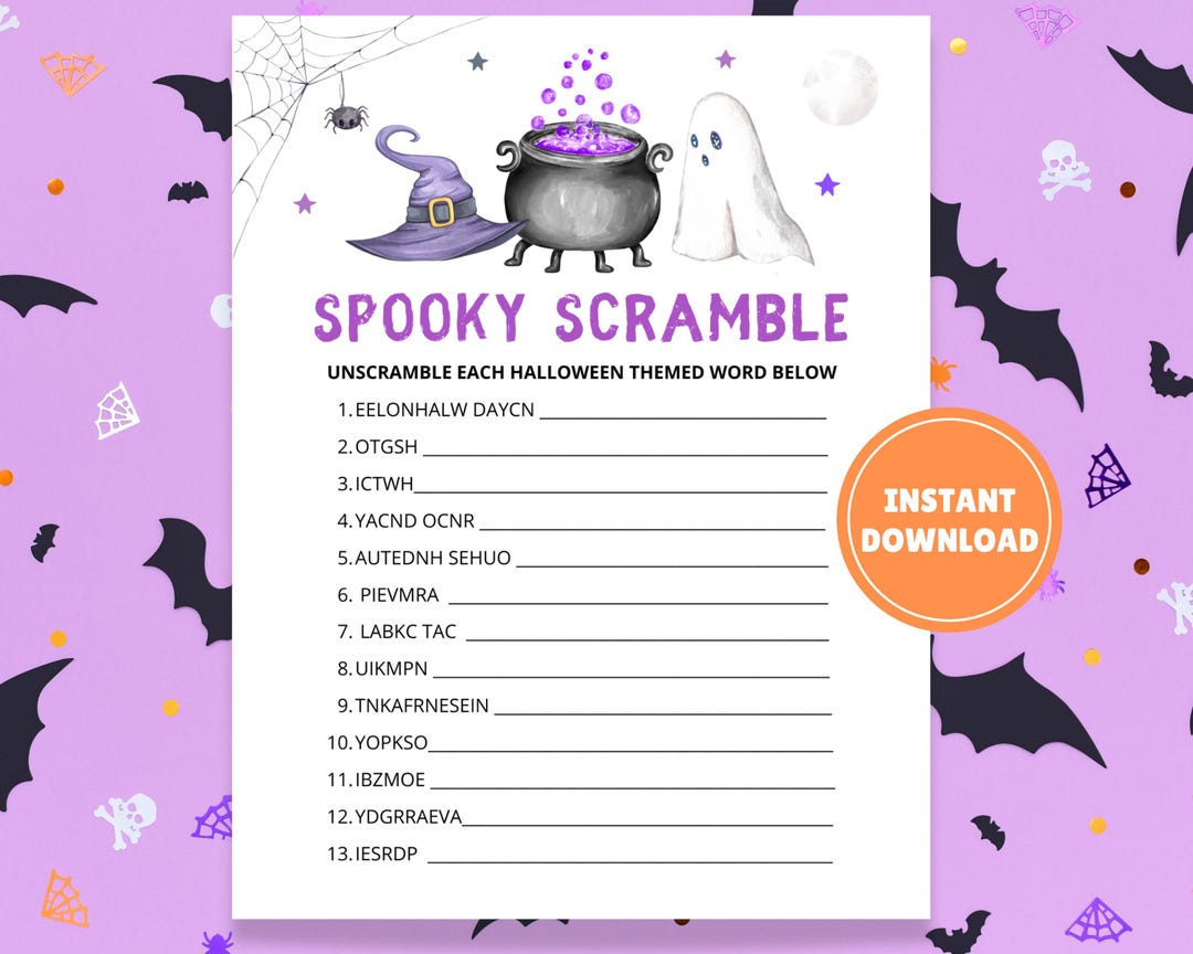 Halloween Word Scramble Game: Spooky Party Fun (digital Download) - Etsy