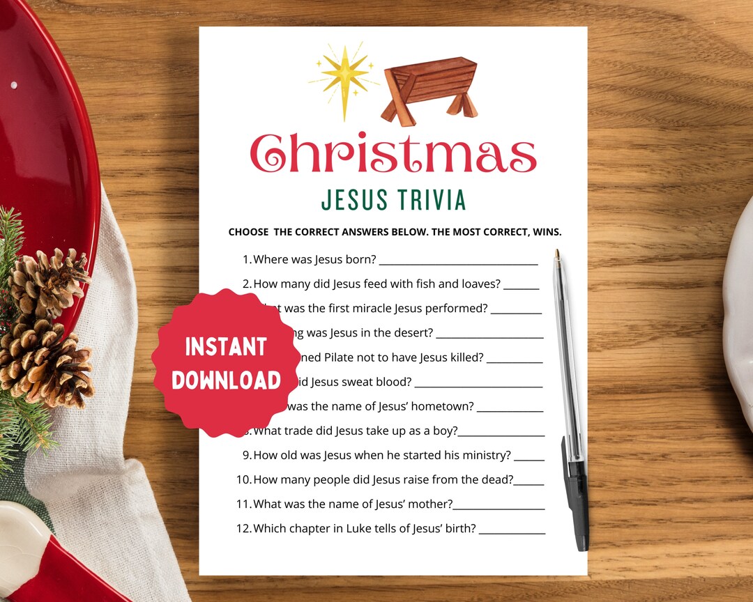 Christmas Jesus Trivia Game | Church Party, Bible Quiz (digital ...