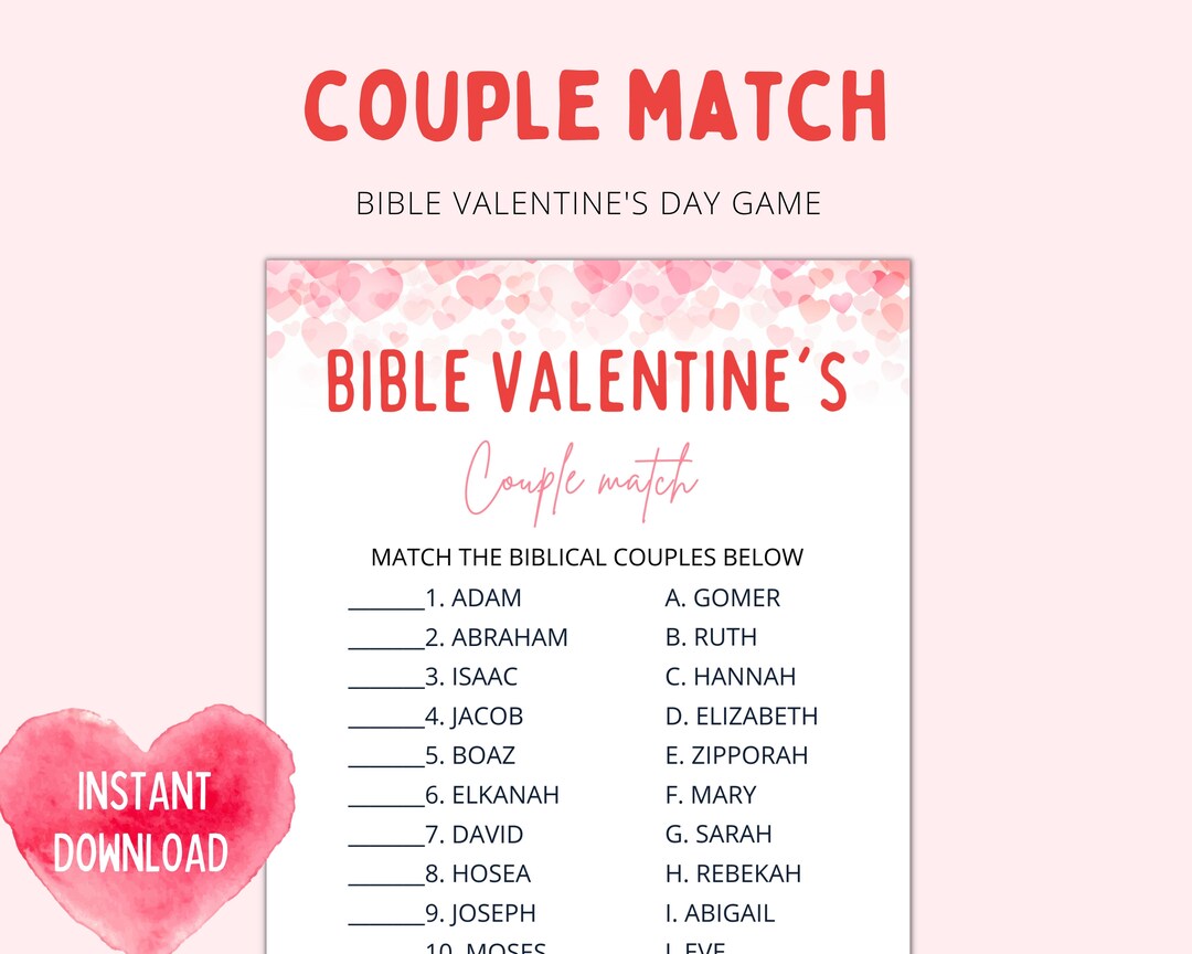 Bible Couples Match | Valentine's Bible Games | Valentine's Church ...