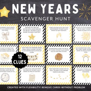 New Years Scavenger Hunt | New Years Eve Games | New Years Clue Hunt ...