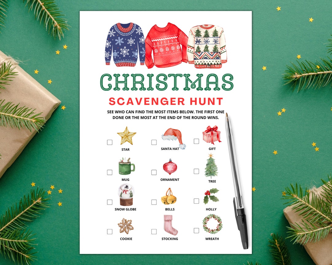 Christmas Scavenger Hunt Christmas Games Christmas Party Games ...