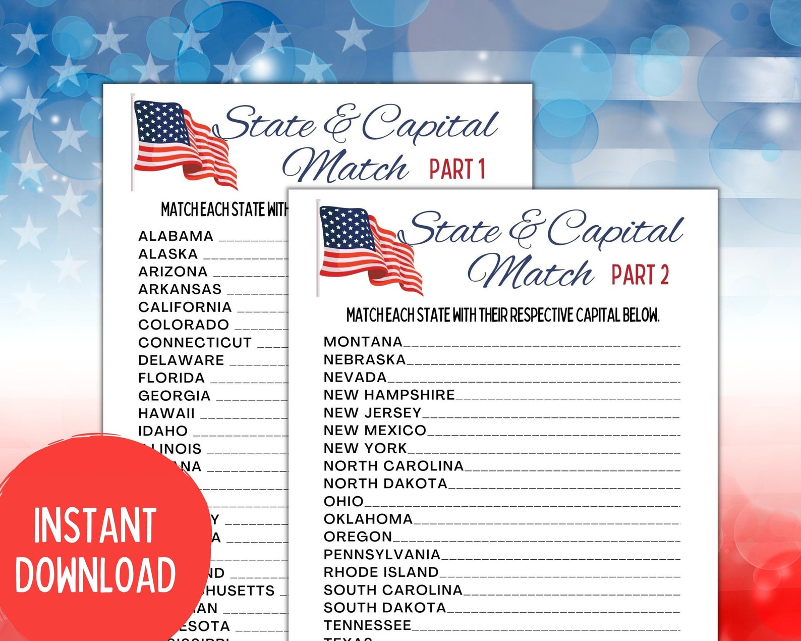 States and Capitals Game State Capitals Trivia Learn - Etsy