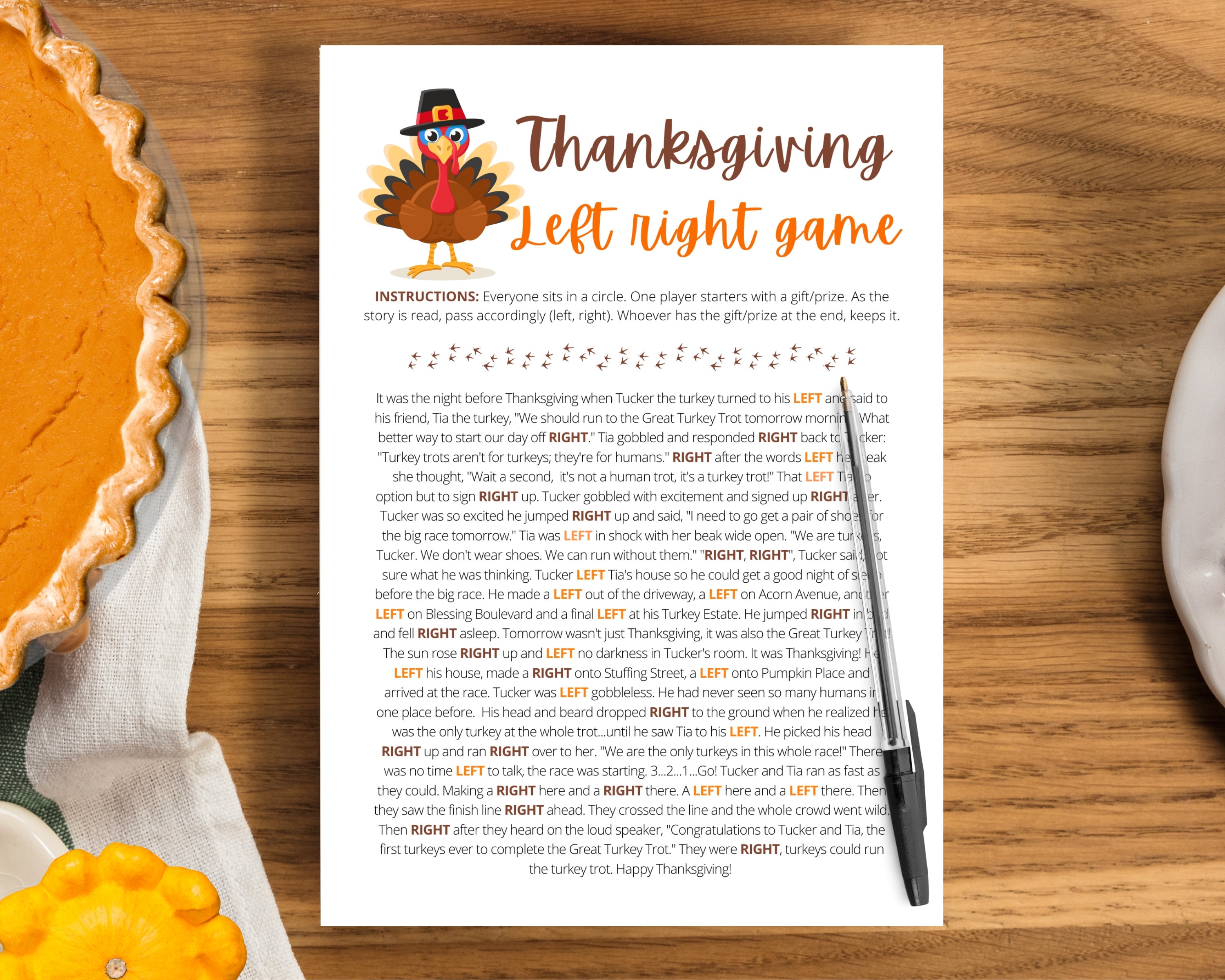 Thanksgiving Left Right Game | Thanksgiving Game | Thanksgiving Games ...