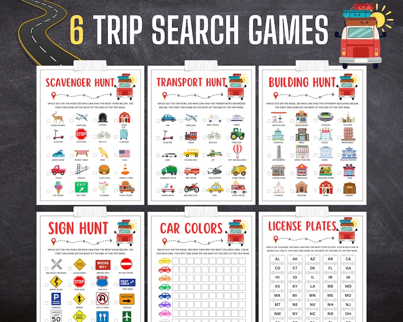 Car Ride Games Travel Activities Car Scavenger Hunt License Plate Game ...