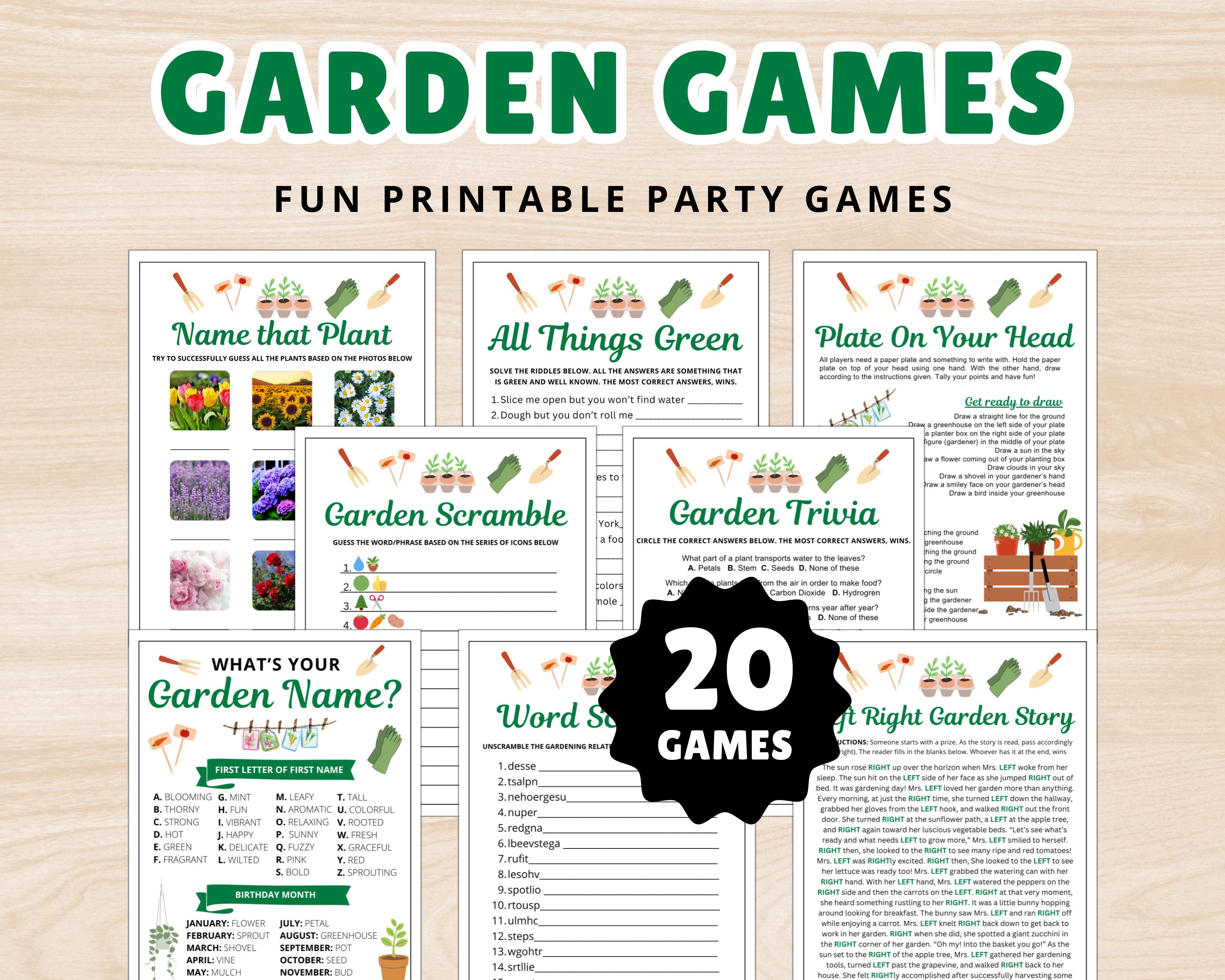Printable Gardening Game Bundle: 20 Garden Party Activities (digital ...