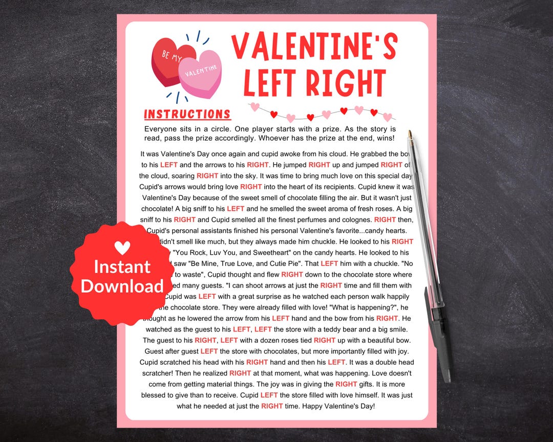 Valentine's Left Right Game | Galentine's Left Right Game | Valentine's ...