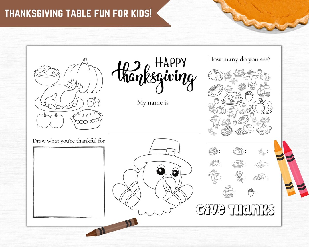 Thanksgiving Placemats for Kids Thanksgiving Placemats Printable ...