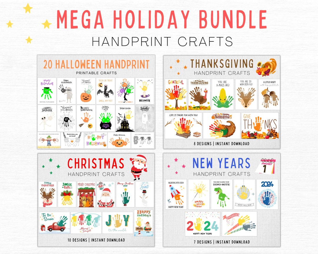 Holiday Handprint Craft Bundle Halloween Thanksgiving - Etsy