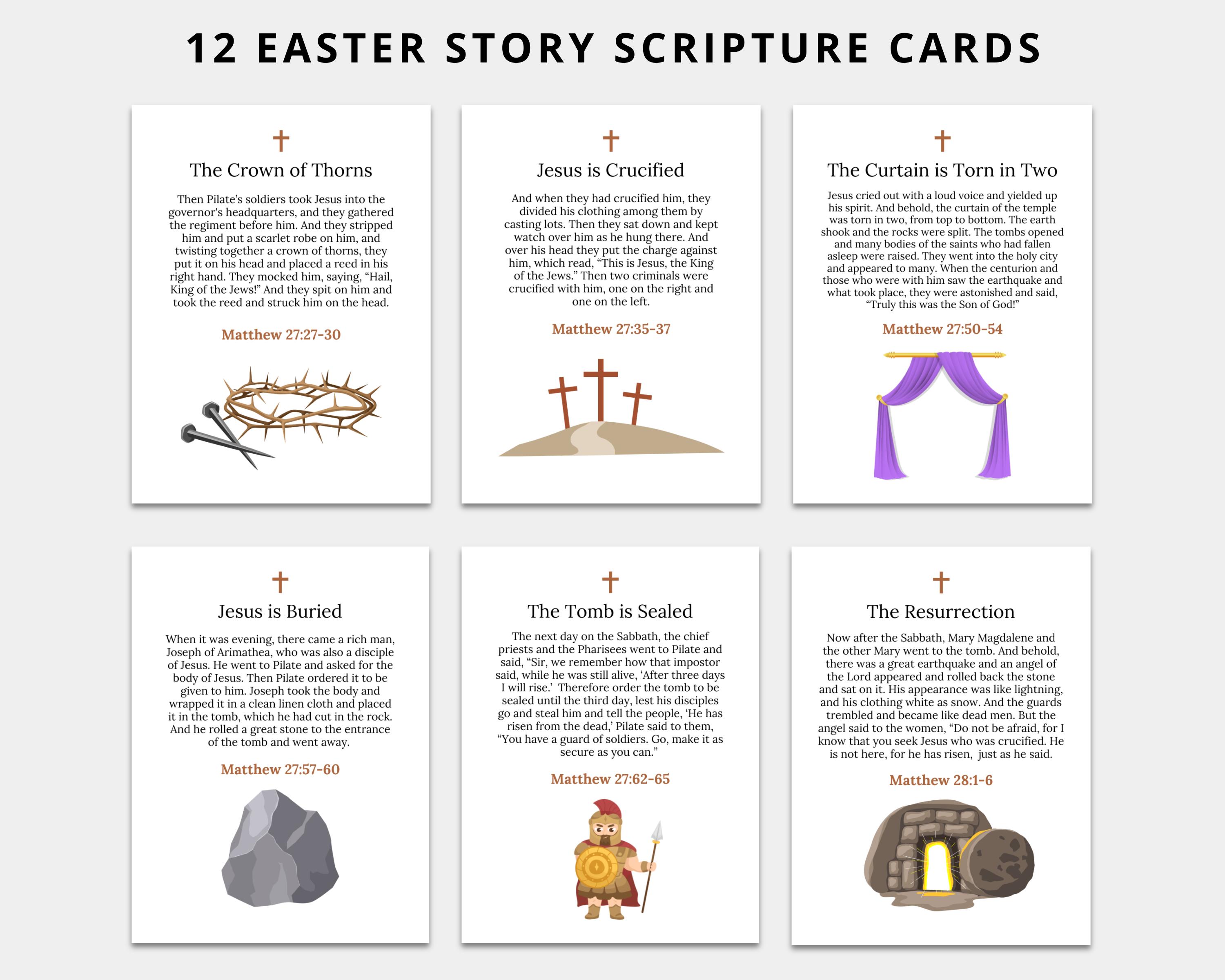 Easter Story Scripture Cards: Resurrection Bible Verse Cards (digital ...