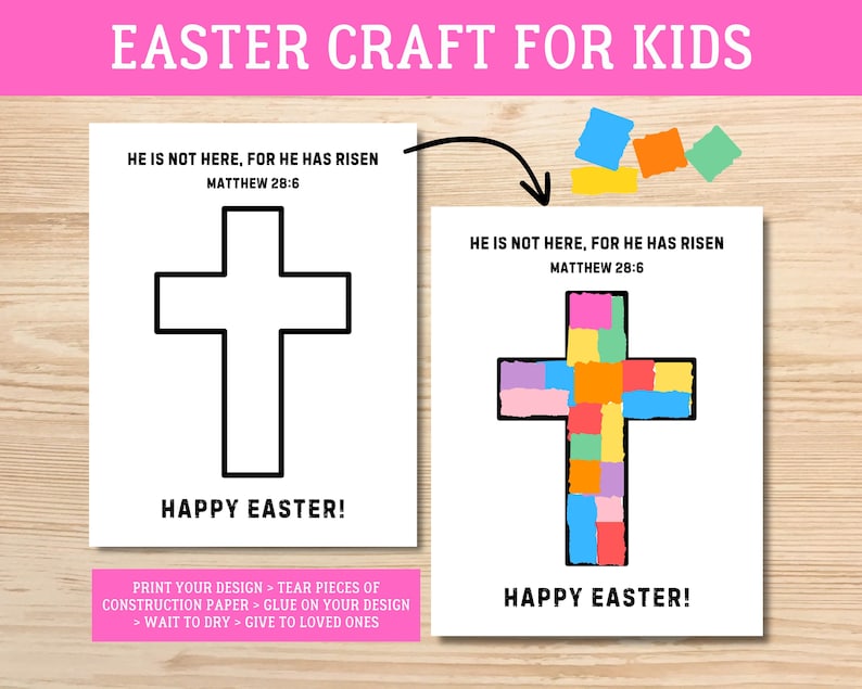 Easter Bible Craft for Kids: Printable Paper Cross (digital Download ...