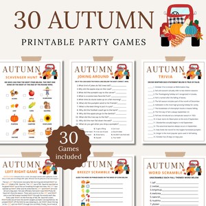 Autumn Party Games Bundle: 30 Printable Fall Activities (digital ...