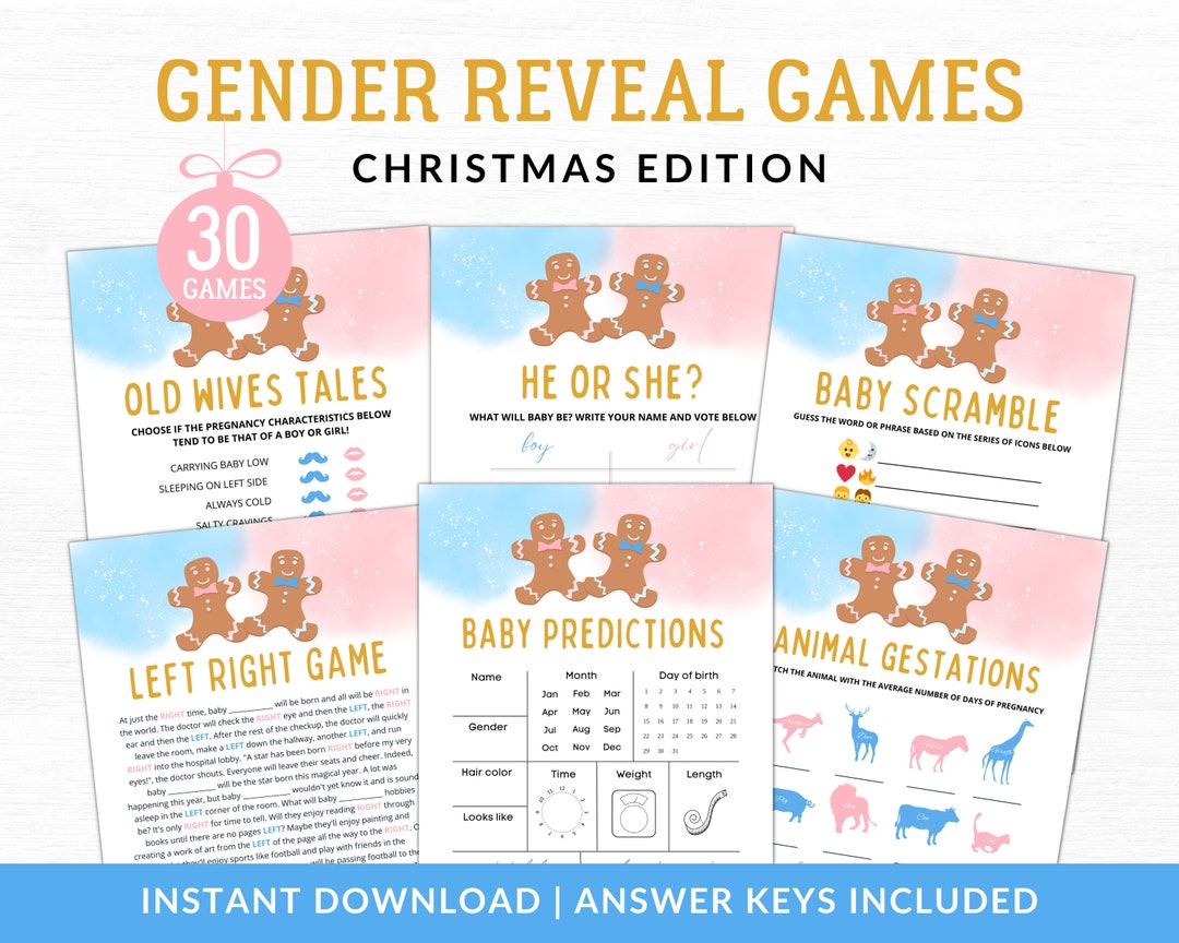Christmas Gender Reveal Games | Gingerbread Gender Reveal | Gender ...