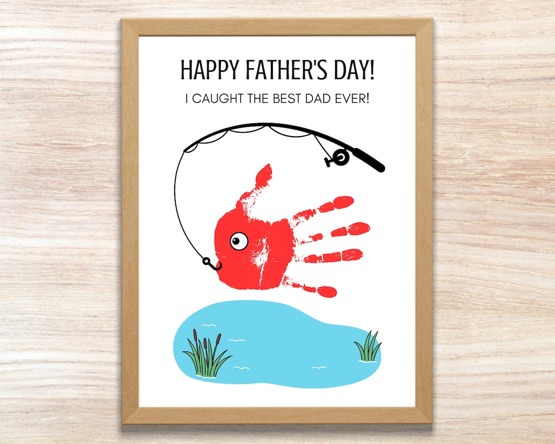 Fathers Day Handprint Craft | Fathers Day Craft | Fathers Day Fishing ...