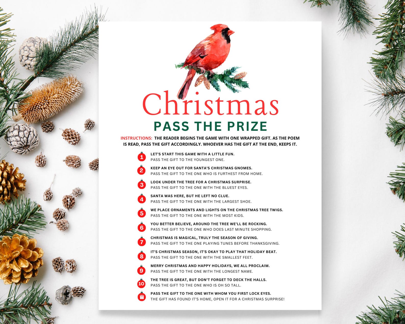 Pass the Prize Christmas Game | Christmas Cardinal Game | Game for ...