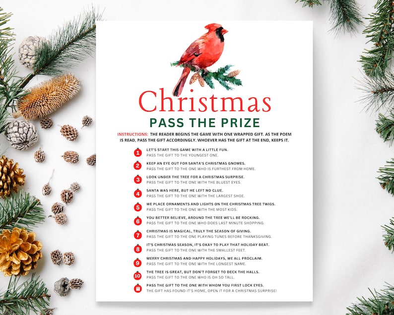 Pass the Prize Christmas Game | Christmas Cardinal Game | Game for ...